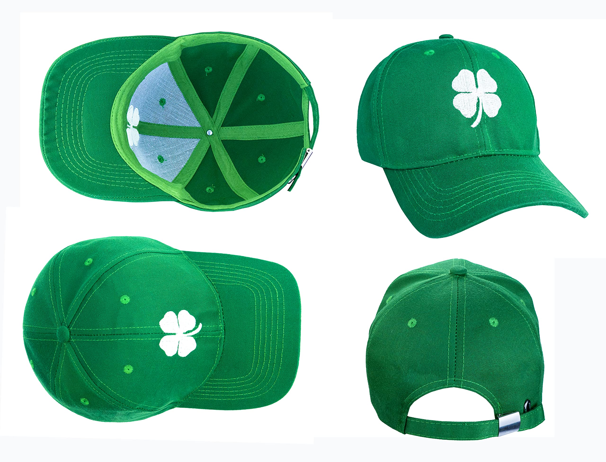 St. Patrick's Day 4 Leaf Clover Baseball Hat Adjustable Embroidery Shamrock Baseball Cap for Men and Women