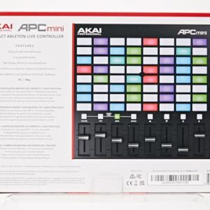 AKAI Professional APC Mini MK2 - USB MIDI Pad Controller for Clip Launching with Ableton Live Lite, 64 RGB Pads, Drum and Note Mode and MIDI Mixer