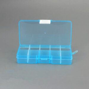 10 Grids Fishing Lure Storage Box, Plastic Storage Box Transparent Fishing Tackle Box, Square Storage Case Fish Hook Lure Box(Transparent Pink Buckle)