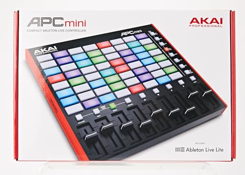 AKAI Professional APC Mini MK2 - USB MIDI Pad Controller for Clip Launching with Ableton Live Lite, 64 RGB Pads, Drum and Note Mode and MIDI Mixer