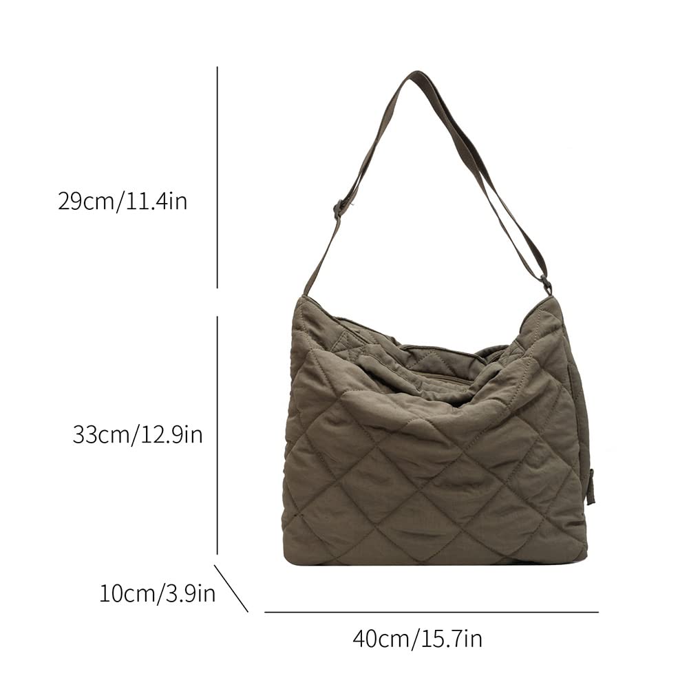 Lushandy Quilted Tote Bag for Women Shoulder Messenger Bags Puffer Crossbody bags Padding Large Cotton Handbags