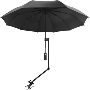 upf 50+ beach umbrella with adjustable universal clamp