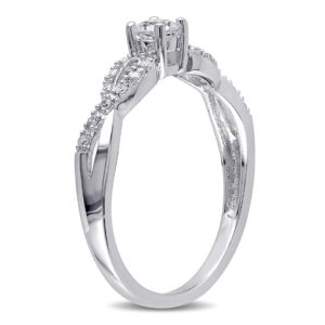 Gem And Harmony 1/4 Carat (ctw) Lab-Created White Sapphire Infinity Ring with Diamonds in Sterling Silver