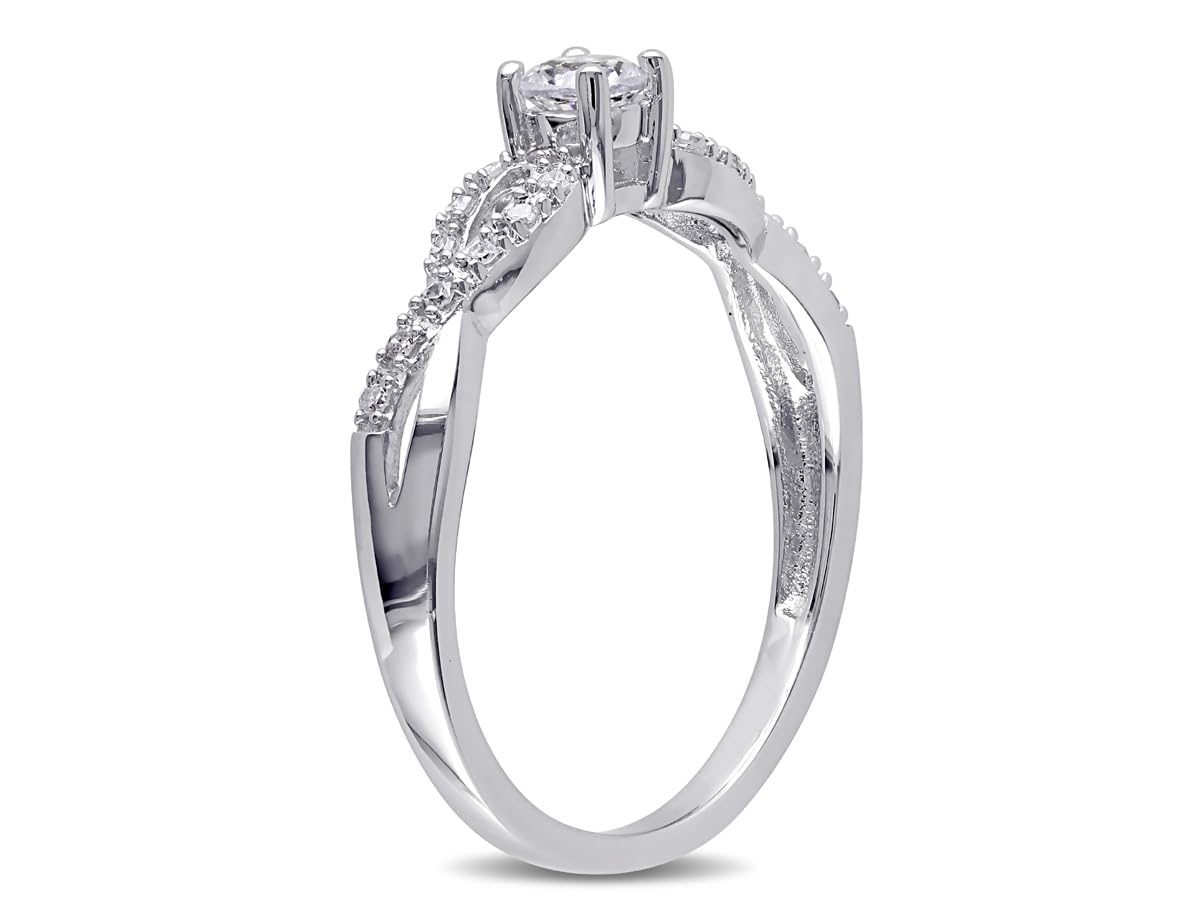 Gem And Harmony 1/4 Carat (ctw) Lab-Created White Sapphire Infinity Ring with Diamonds in Sterling Silver