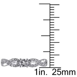 Gem And Harmony 1/4 Carat (ctw) Lab-Created White Sapphire Infinity Ring with Diamonds in Sterling Silver