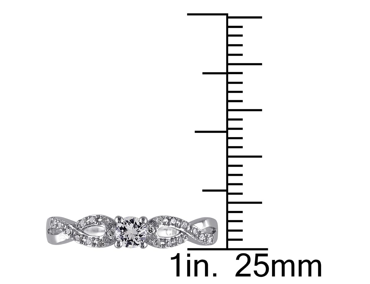 Gem And Harmony 1/4 Carat (ctw) Lab-Created White Sapphire Infinity Ring with Diamonds in Sterling Silver