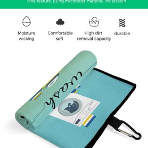 Golf Towel Microfiber Waffle Pattern Towel with Carabiner Clip,Laundry Dirty Basket Cloth Washing Machine Golf Towels for Man Woman Club Cleaner,Wash Dry Quote Teal Gradient Back Golf Accessories