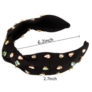 YISSION 1PC Crystal Knotted Headband for Women Non Slip Rhinestone Headband Black Head Band Fashion Wide Headbands Hair Accessories for Women Girls