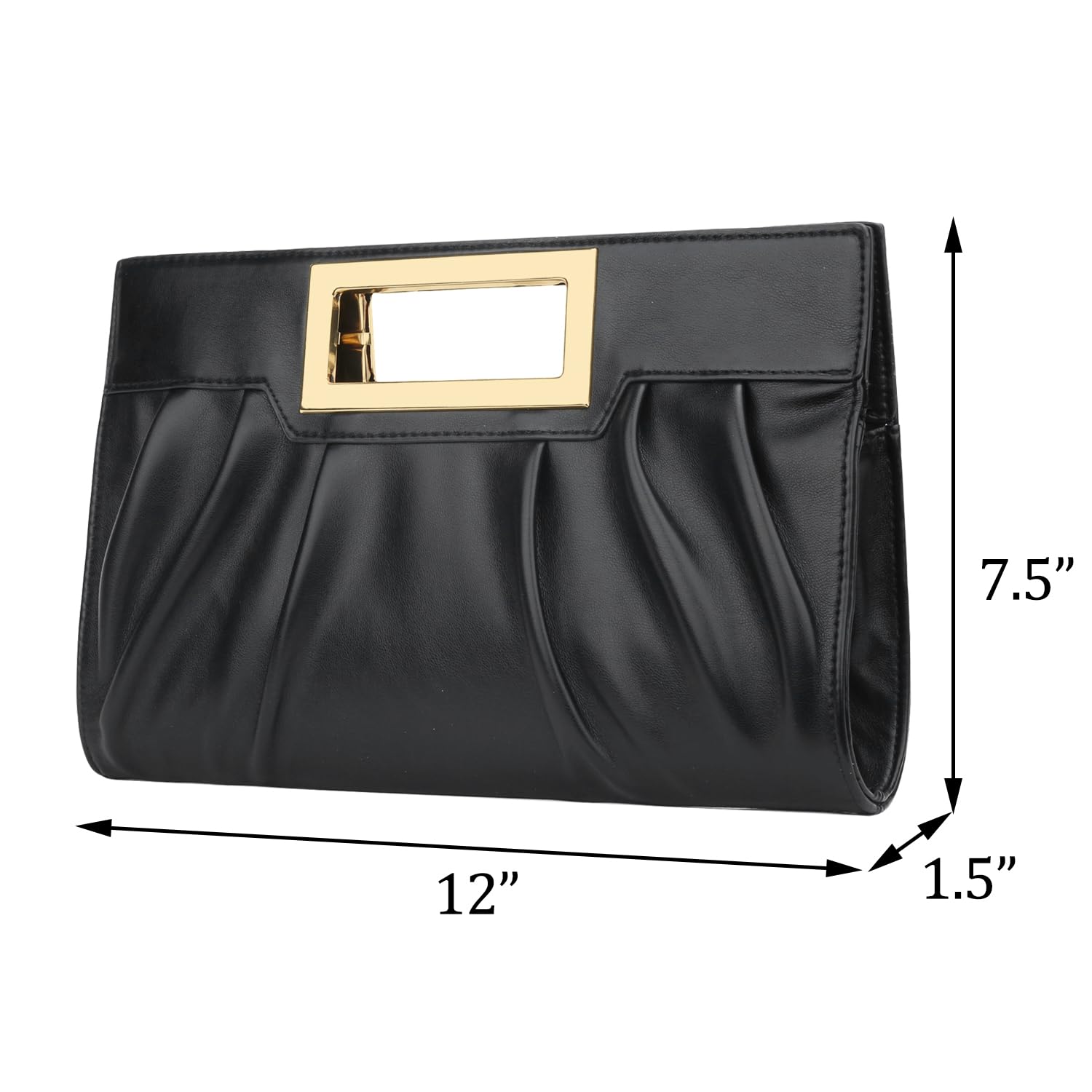 KKXIU Women Clutch Purse Elegant Pleated Evening Bag for Wedding Prom Bridal with Chain Strap (Black)