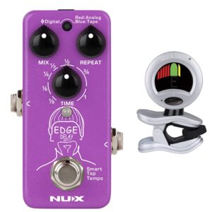 nux edge delay guitar effects pedal bundle with snark tuner