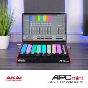 AKAI Professional APC Mini MK2 - USB MIDI Pad Controller for Clip Launching with Ableton Live Lite, 64 RGB Pads, Drum and Note Mode and MIDI Mixer