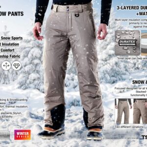 TSLA Men's Winter Snow Pants, Waterproof Insulated Ski Pants, Ripstop Windproof Snowboard Bottoms, Snow Cargo Black, Large