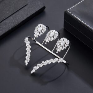 Aprilery Hand Palm Statement Ring for Women, Fashion Adjustable Multiple Finger Ring CZ Crystal Hand Cuff Bracelet Cocktail Costume Wedding Party Prom Accessory Jewelry Ring Gifts for Her