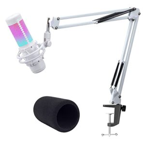 white boom arm for hyperx quadcast s - white mic arm compatible with hyperx quadcast white microphone, premium white quadcast s microphone boom arm stand by youshares