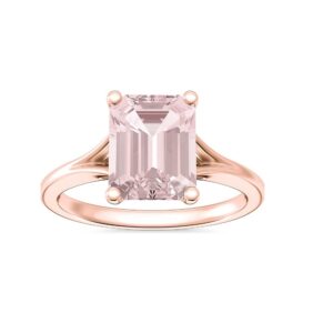 Thegoldencrafter 2.00 Carat Emerald Cut Morganite Ring 925 Sterling Silver Split Shank Solitaire Engagement Ring 14K Rose Gold Plated Anniversary Ring (12)