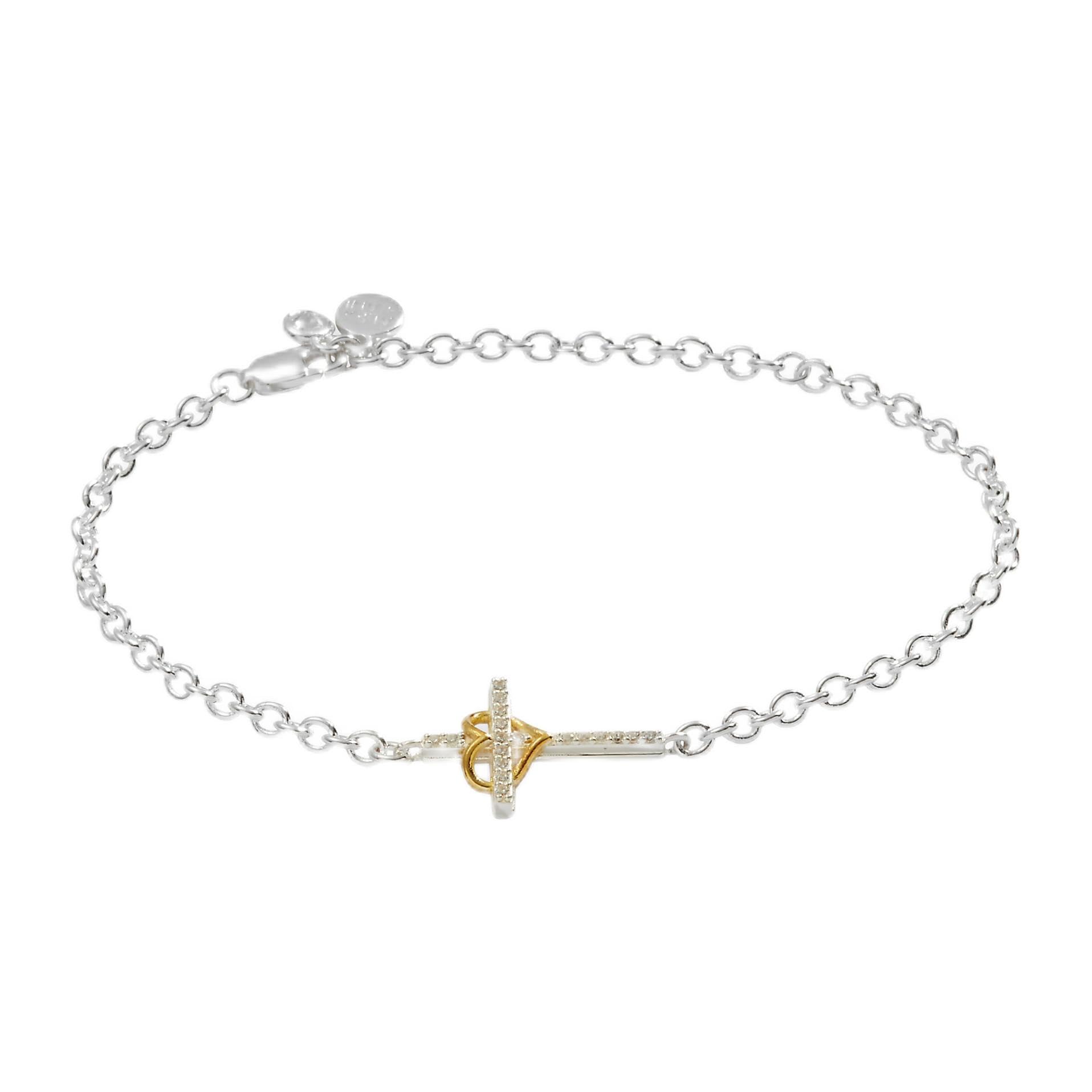 Alex and Ani Cross And Heart Bracelet, Sterling Silver