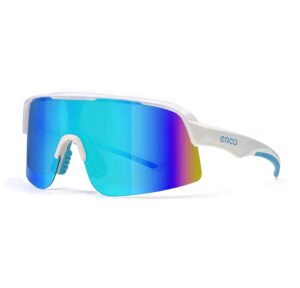 eazyrun er00 medium to large blue polarized shield sports sunglasses for men, 100% baseball ski biking cycling running beach volleyball