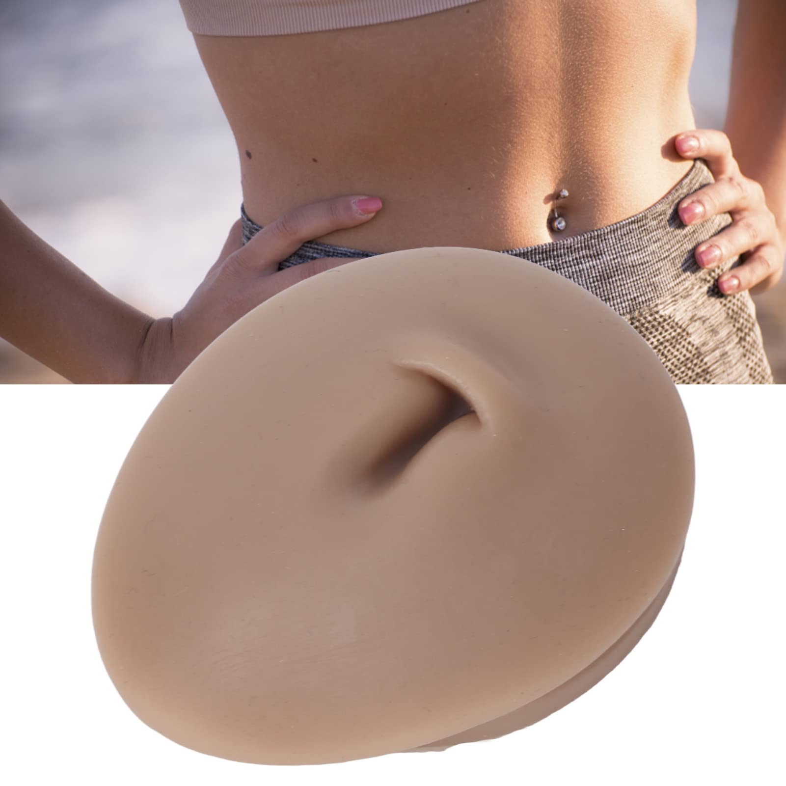 3D Belly Model - Soft Silicone Practice Acupuncture Display Belly Button Model for Practice and Teaching Display (Deep Skin Color)