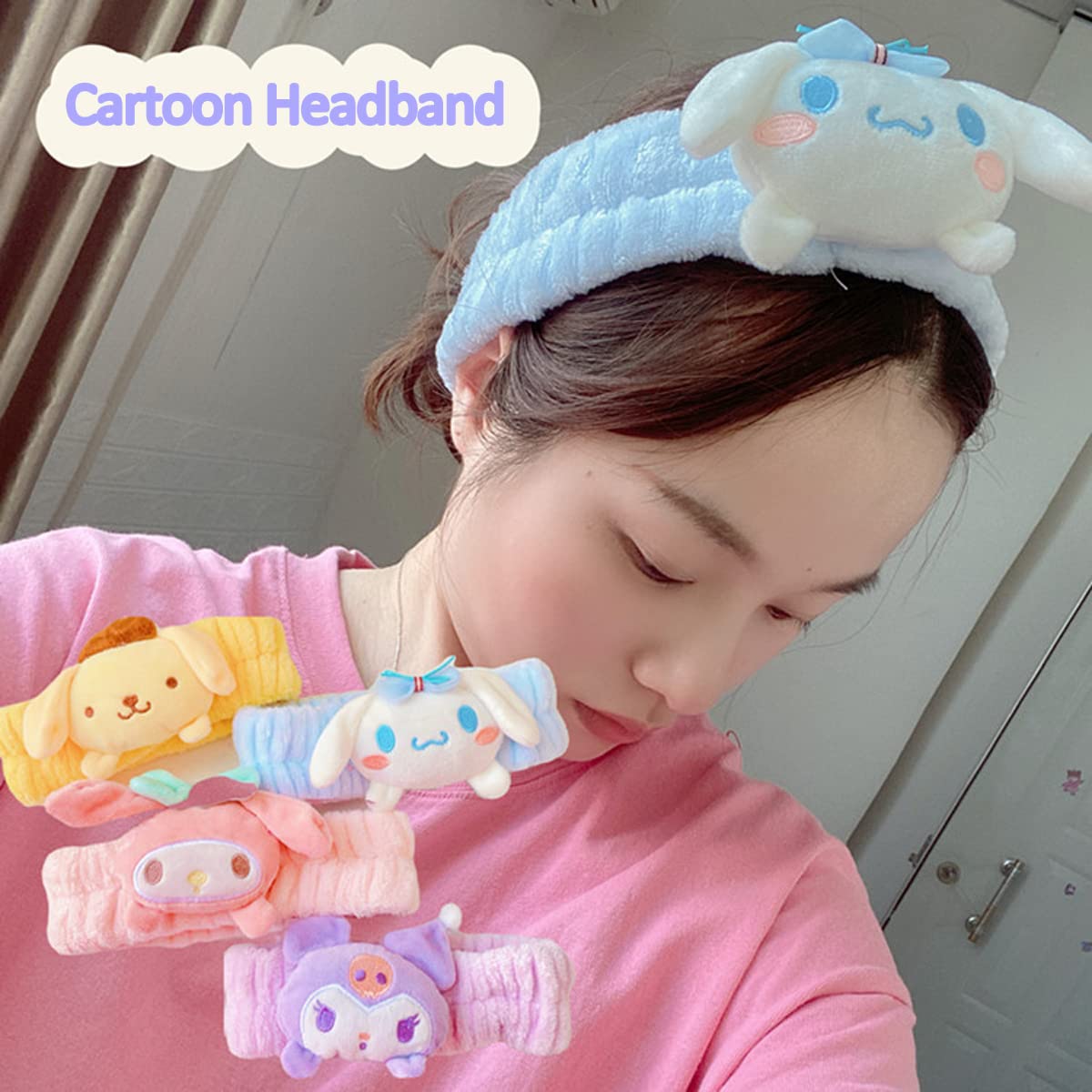 Kawaii Spa Headband for Washing Face, Cute Blue Headband for Make Up, Washing, Party, Soft Headband for Woman Girls