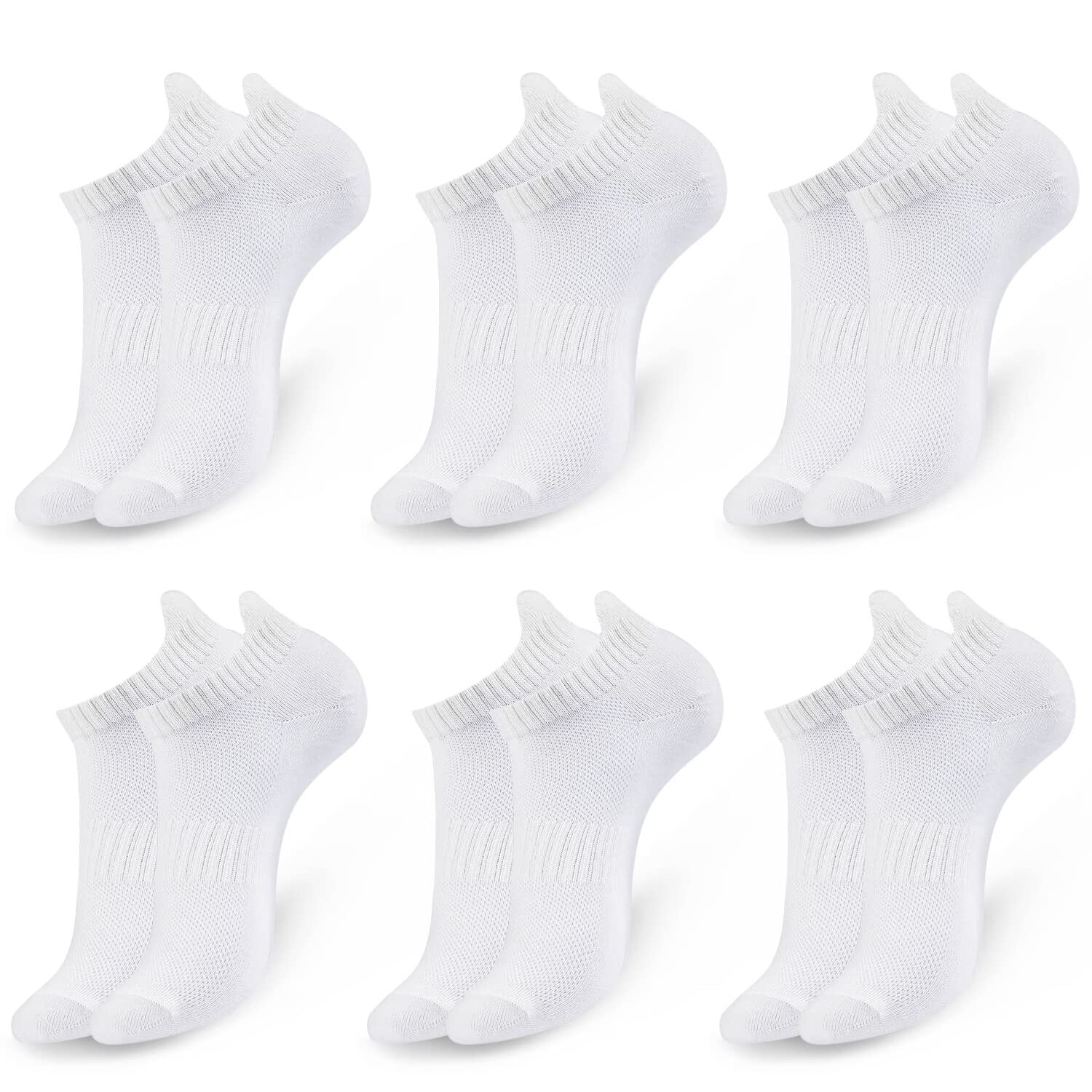 BallHull Women's and Men's Running Ankle Socks Low Cut Breathable Socks With Tab 6 Pairs, Black