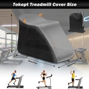 Tokept Treadmill Cover Waterproof Dustproof Running Machine Cover Exercise Workout Equipment Protective with Reflective Strips for Home Gym Indoor Outdoor (Black&Grey)