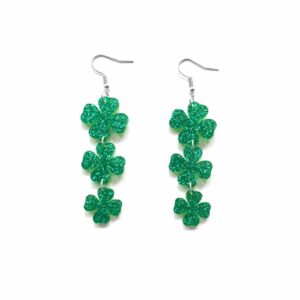 st. patrick's day green leaf dangle earrings irish shamrock resin acrylic earrings for women jewelry(c)