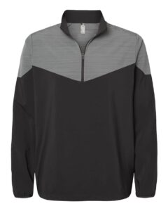 adidas mens heather chevron quarter-zip wind pullover, m, black/black heather