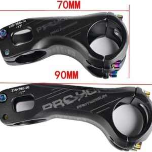 ZECHAO Road Bike Stem,Aluminum Alloy 17 Degree Mountain Bike Stem 70/ 90MM 31.8 * 28.6MM XC Mountain AM Bike Handlebar Mountain Stem Bike Stem (Color : Colorful, Size : 90mm)