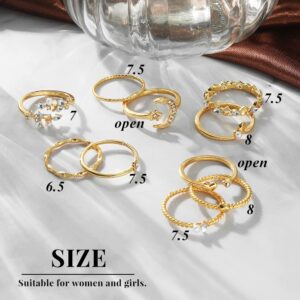 KISS WIFE Gold Stackable Knuckle Rings Set for Women, Boho Dainty Lightweight Stacking Rings, Vintage Midi Rings Pack (1)