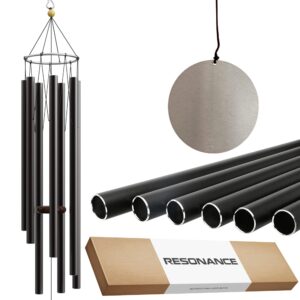 wind chimes for outside and inside – 44 inch – 528hz solfeggio healing tones - black