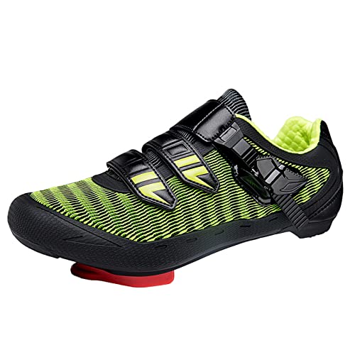 SDEQA Men's Cycling Shoes for Women Road Bikes MTB Shoes Compatible with Peloton SPD ARC Look Delta Cleats Indoor/Outdoor Compatible with Peloton Shoes,Green,10.5