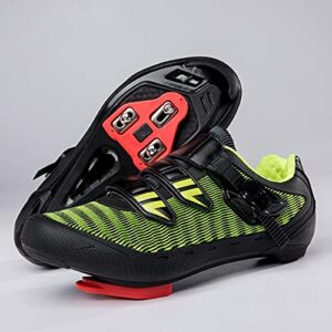 SDEQA Men's Cycling Shoes for Women Road Bikes MTB Shoes Compatible with Peloton SPD ARC Look Delta Cleats Indoor/Outdoor Compatible with Peloton Shoes,Green,10.5