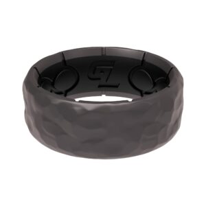 groove life zeus hammered gun metal silicone ring breathable rubber wedding rings for men, lifetime coverage, unique design, comfort fit ring - size 8