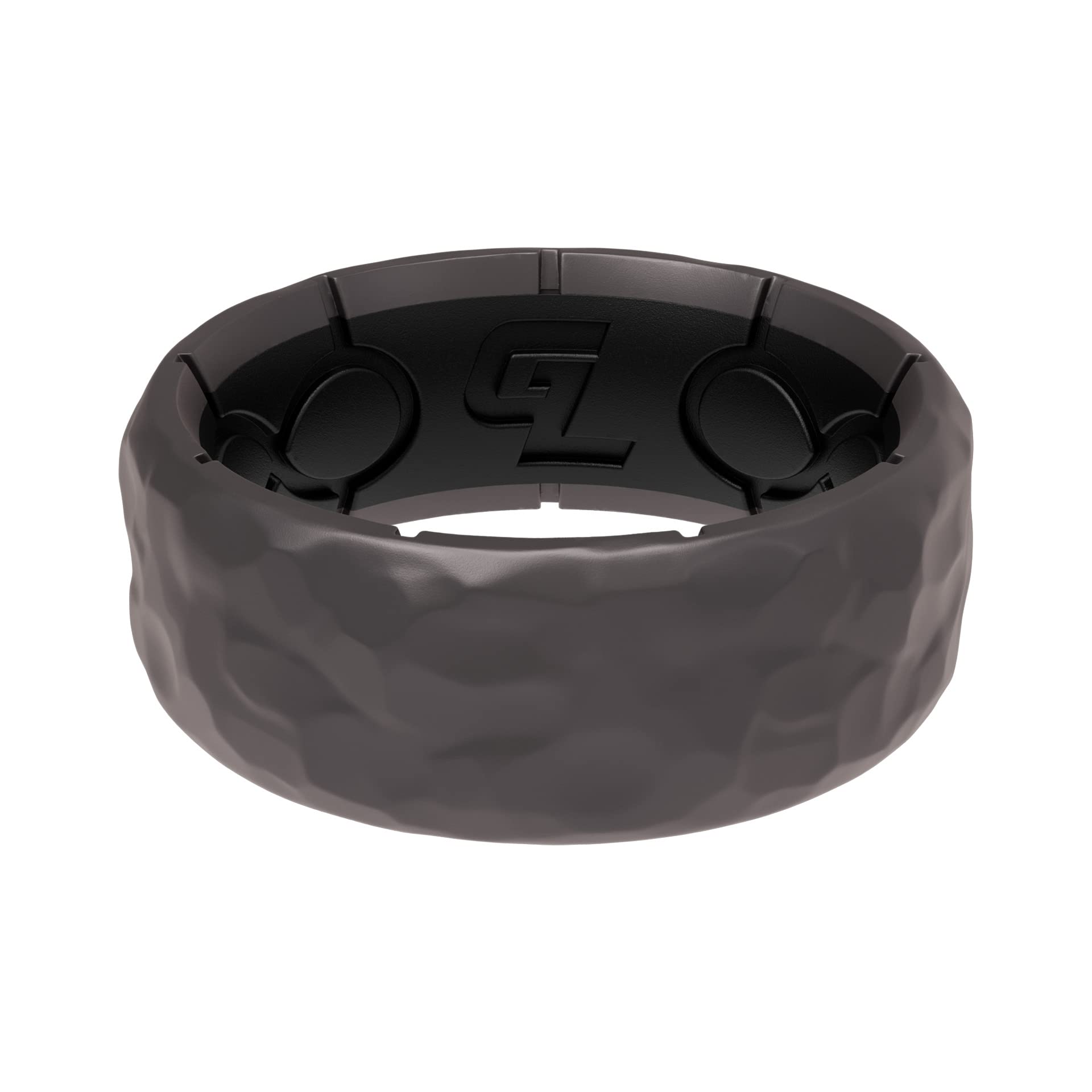 Groove Life Zeus Hammered Gun Metal Silicone Ring Breathable Rubber Wedding Rings for Men, Lifetime Coverage, Unique Design, Comfort Fit Ring - Size 8