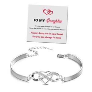 beemean daughter infinity bracelet infinity love heart bracelet for daughter-in-law bracelet with inspirational message card adjustable length bangle bracelets(daughter)