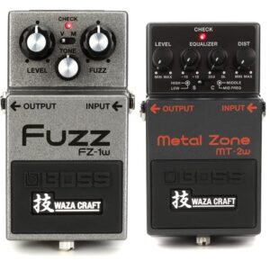 boss fz-1w waza craft fuzz pedal & mt-2w waza metal zone distortion pedal