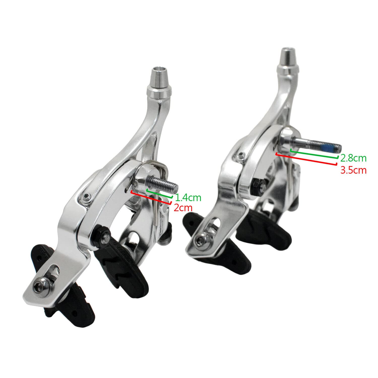 TEKTRO R359 Dual Pivot Caliper Brake Set 39-54mm Designed for 32C Tire, Silver, MH2657