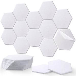 48 pcs hexagon acoustic panels 12 x 10 x 0.4 inches high density wall panels sound proof panels sound absorbing panels sound proof padding for recording office home studio(white)