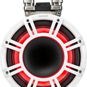 KICKER Speakers and Amp Package 11" Horn-Loaded Tower System (White) and DS18 800W 4-Channel Marine Amplifier