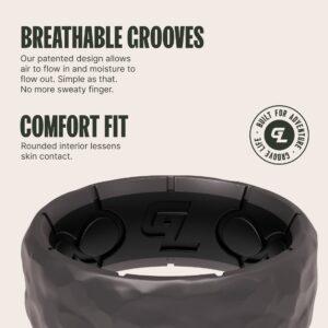 Groove Life Zeus Hammered Gun Metal Silicone Ring Breathable Rubber Wedding Rings for Men, Lifetime Coverage, Unique Design, Comfort Fit Ring - Size 8