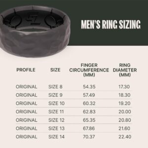 Groove Life Zeus Hammered Gun Metal Silicone Ring Breathable Rubber Wedding Rings for Men, Lifetime Coverage, Unique Design, Comfort Fit Ring - Size 8