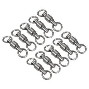 patikil ball bearing swivel, 10 pack 30lb carbon steel solid welded ring fishing tackle connector, black