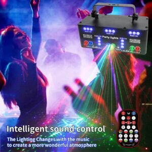 WUZSTAR DJ Party Lights,21 Lens RGB UV Disco Strobe Light Indoor Support DMX 512 Ravelight with Remote Control for Home Parties Karaoke Birthday Wedding Bar