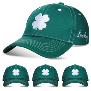 4 pcs st. patrick's day baseball hat shamrock baseball cap irish hat clover embroidered hat irish gifts for men women (green)