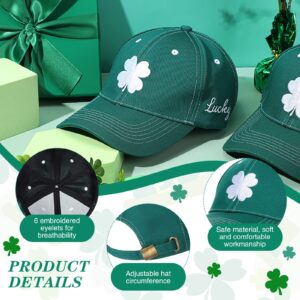 4 Pcs St. Patrick's Day Baseball Hat Shamrock Baseball Cap Irish Hat Clover Embroidered Hat Irish Gifts for Men Women (Green)