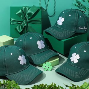 4 Pcs St. Patrick's Day Baseball Hat Shamrock Baseball Cap Irish Hat Clover Embroidered Hat Irish Gifts for Men Women (Green)