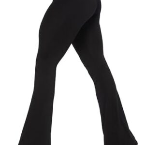 Sunzel Flare Leggings, Crossover Yoga Pants with Tummy Control, High Waisted and Wide Leg, No Front Seam Black Small 30" Inseam