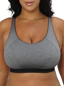 curvy couture plus size women support bust, perfect workout, high impact sports bra, charcoal melange, 4x-large