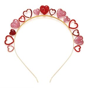 cealxheny valentine’s day heart headbands for women glitter heart hairbands crystal love heart hair hoop party hair accessory gifts (style c)