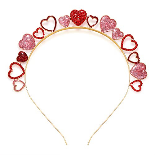 CEALXHENY Valentine’s Day Heart Headbands for Women Glitter Heart Hairbands Crystal Love Heart Hair Hoop Party Hair Accessory Gifts (Style C)